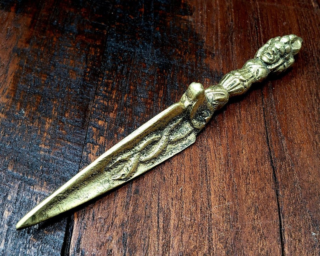 Tibetan Kila Brass Ceremonial Dagger